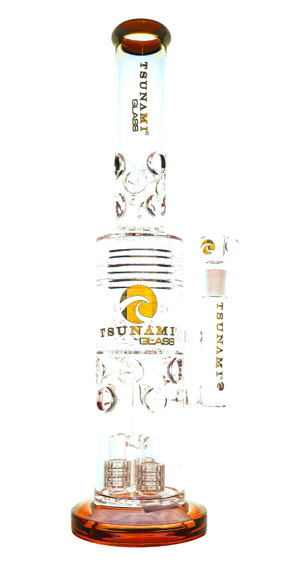 Tsunami 14″ Shower Head Stereo Percolator Glass Water Pipe Bong – Glass ...