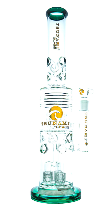 Tsunami 14″ Shower Head Stereo Percolator Glass Water Pipe Bong – Glass ...