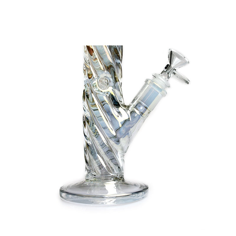 12 Inch Iridescent Rainbow Spiral Glass Bong – Glass City Pipes