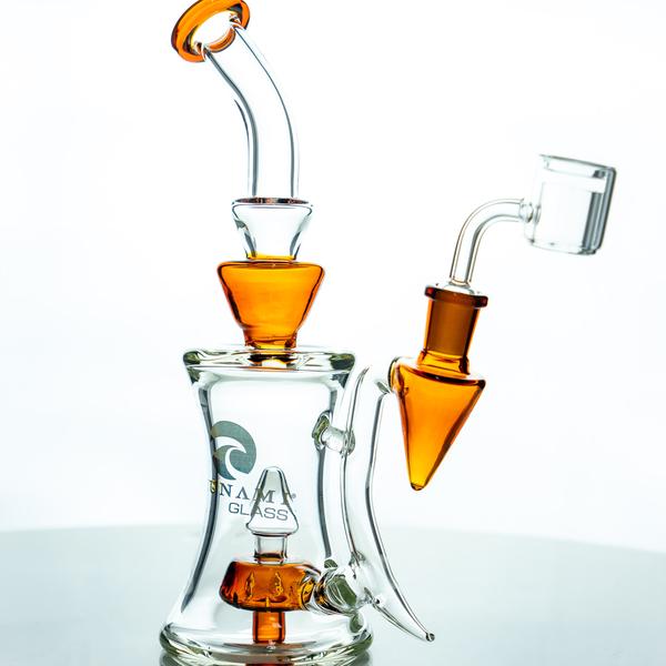 Tsunami 10″ Showerhead Pyramid Water Pipe - Amber – Glass City Pipes