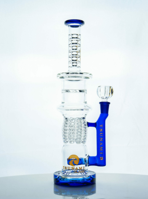 Tsunami 12″ Showerhead Turbine Water Pipe Bong - Blue – Glass City Pipes