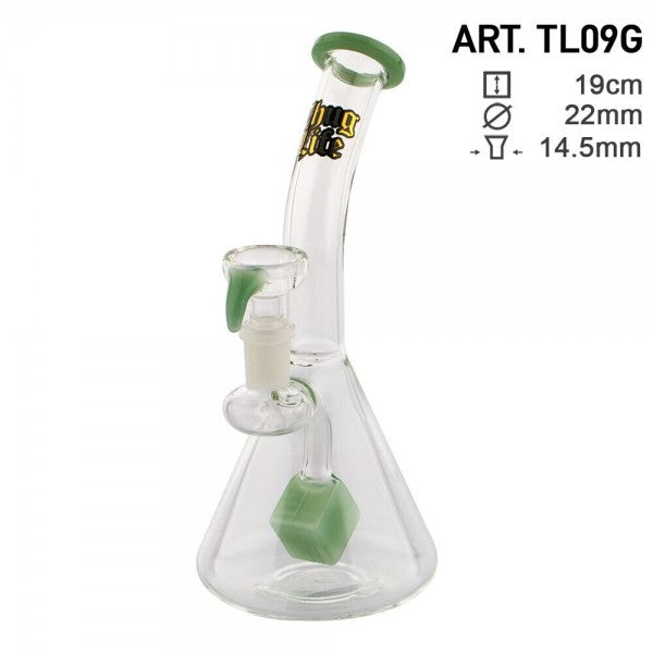 Thug Life | 7" Cube Perc Green Glass Water Pipe – Glass City Pipes