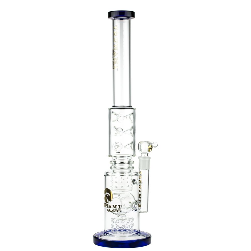 Tsunami 22″ Double Drum Donut Tube Water Pipe Bong - Blue – Glass City ...